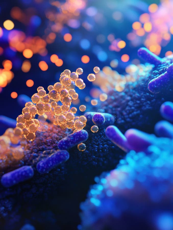 Molecular Interactions between Microbes Showcasing Vibrant Colors and ...