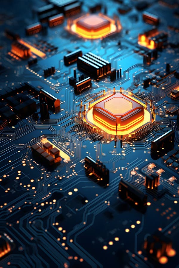 Close-up View Reveals Intricate Circuitry and Illuminated Processors on ...