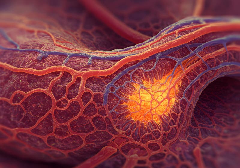 Microscopic View of Blood Vessels and Tissues Scientific Medical ...