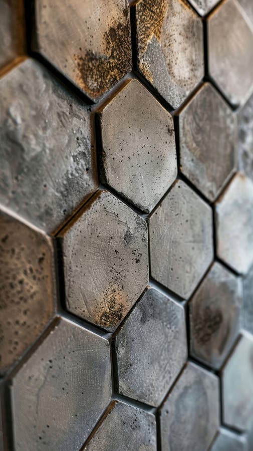 Close-up of a Textured Hexagonal Tile Pattern on a Wall Showcasing ...