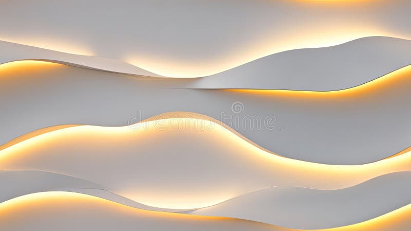 A Close-up View Reveals a White and Beige Wavy Paper Wall Illuminated ...