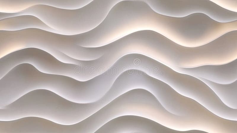 A Close-up View Reveals a White and Beige Wavy Paper Wall Illuminated ...