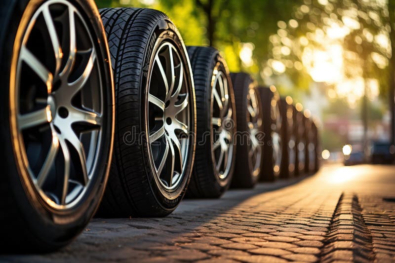 Close Up View from the Road Level from the Wheel of the Car AI ...