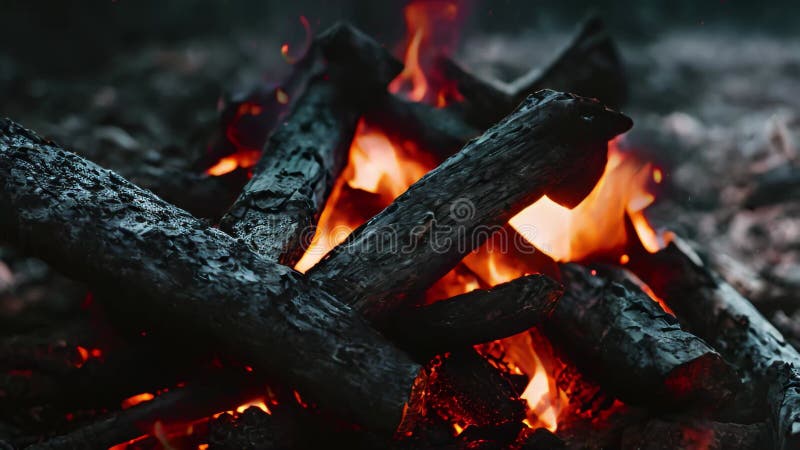 A Close-up View of a Roaring Fire Surrounded by a Variety of Logs ...