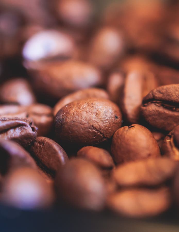 Close-up View of Roasted Coffee Beans, Coffee Production Process Stock ...