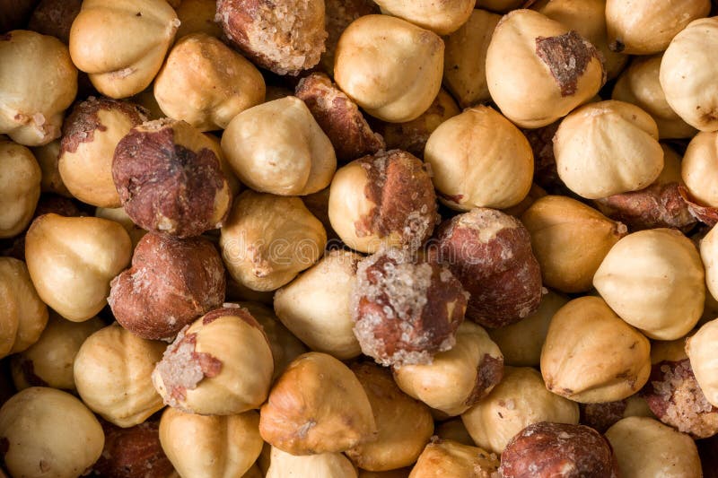 Close-up View of Roasted Salted Hazelnuts from Above Stock Photo ...