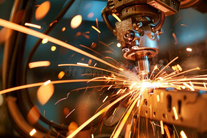 Close-up View of a Robotic Arm Performing Precision Welding in ...