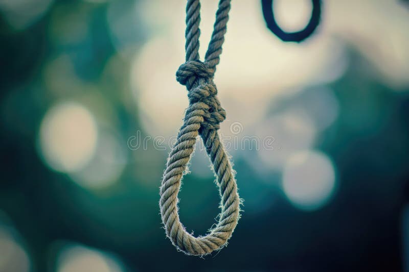 A Close-up View of a Rope Suspended from a Tree Branch Stock Image ...