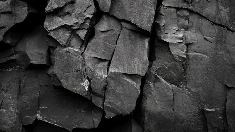 A Close-Up View of Rough, Cracked Black Rock Stock Illustration ...