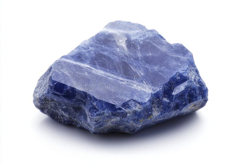 Rough Dark Blue Gemstone on White Background Stock Illustration ...