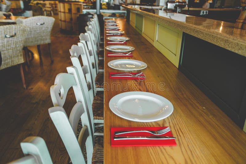 Close-up View. the Row of the Chairs and Tables. Stock Image - Image of ...