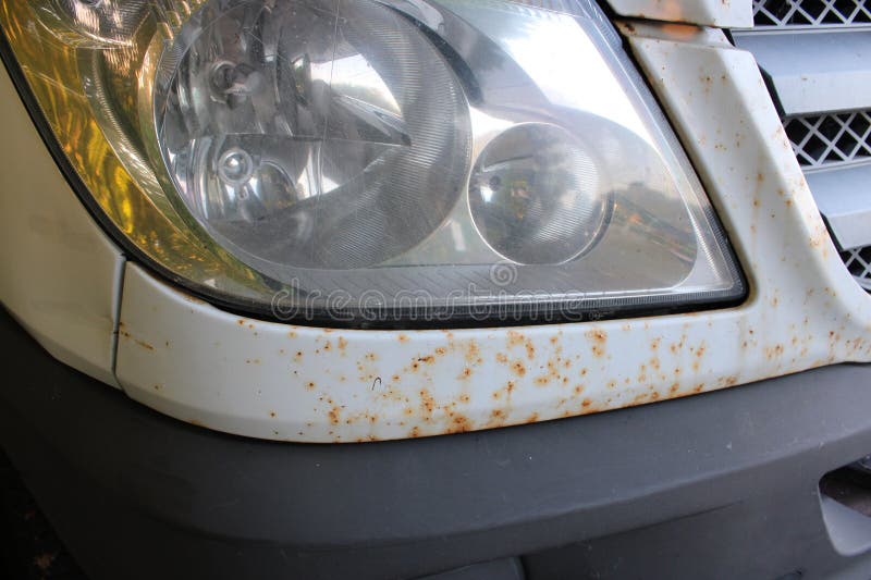 Close-Up View of Rust Spots on a White Metal Van Stock Image - Image of ...