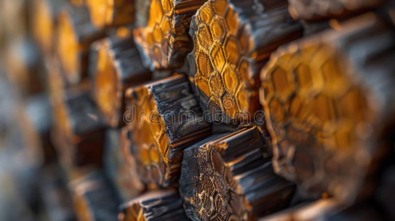 A Close-up View of a Rustic Wooden Log Wall with Natural Texture and ...