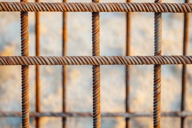 Close-up View of Rusty Rebar Grid. Metal Reinforcement Structure for ...