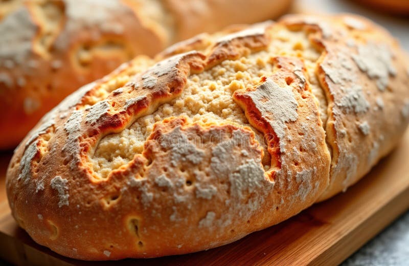 Close-up View of Rye Bread Crust. Baked Loaf of Bread with Distinct ...