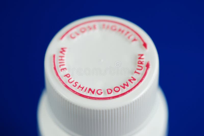 Close Up View of a Safety Caps of a Pill Bottle Stock Image - Image of ...