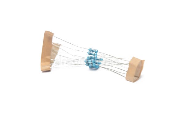 Close-up View of the Same Color Coded Blue Resistor Group on a White ...