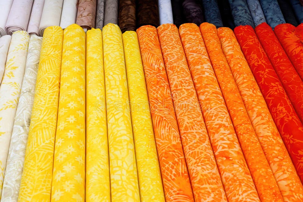 Close Up View on Samples of Cloth and Fabrics in Different Colors Stock ...