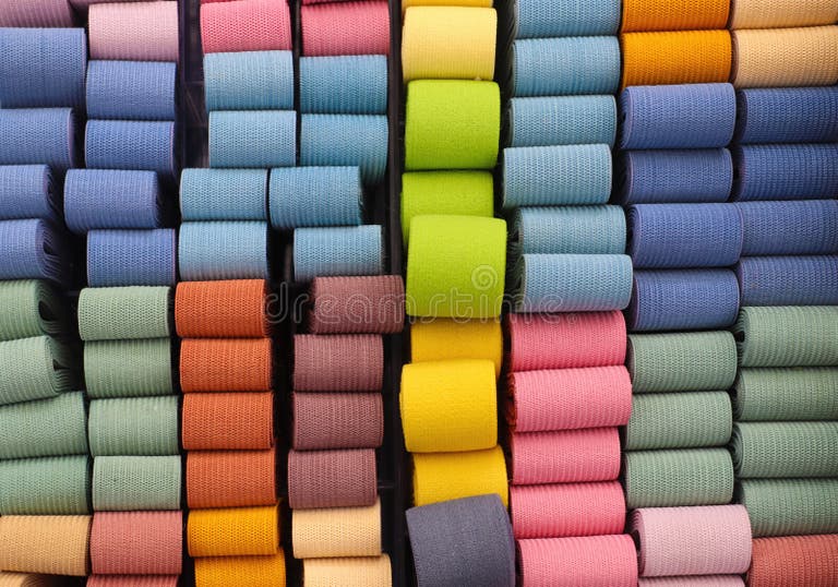 Close Up View on Samples of Cloth and Fabrics in Different Colors Stock ...