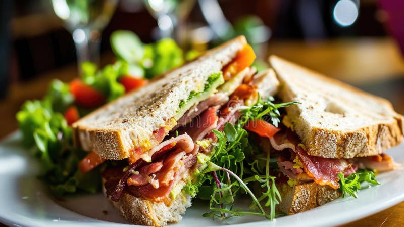 Close Up View of Sandwich on Plate. Perfect for Food-related Projects ...