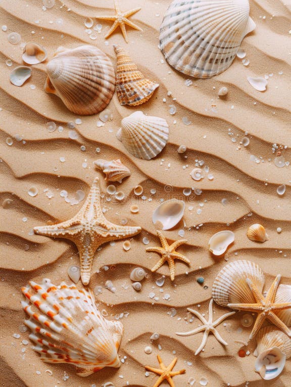 A Close-up View of a Sandy Ocean Floor Featuring Various Types of ...