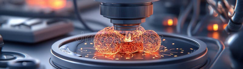 Close-Up View of Scientific Microscope Focusing on Vibrant Particles in ...