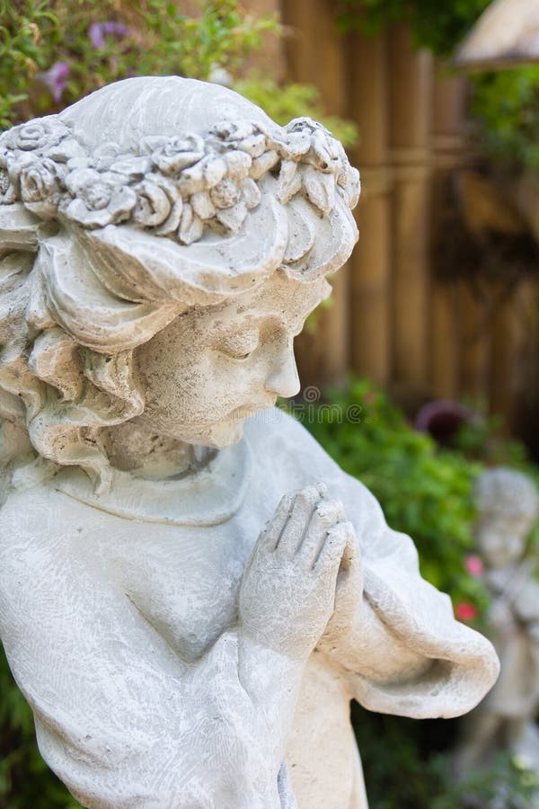 Close Up View of a Sculpture Angel in Garden Stock Photo - Image of ...