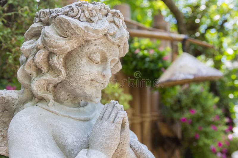 Close Up View of a Sculpture Angel in Garden Stock Photo - Image of ...