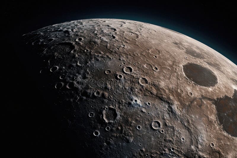 Close Up View of a Section of the Moon with Craters in Outer Space ...