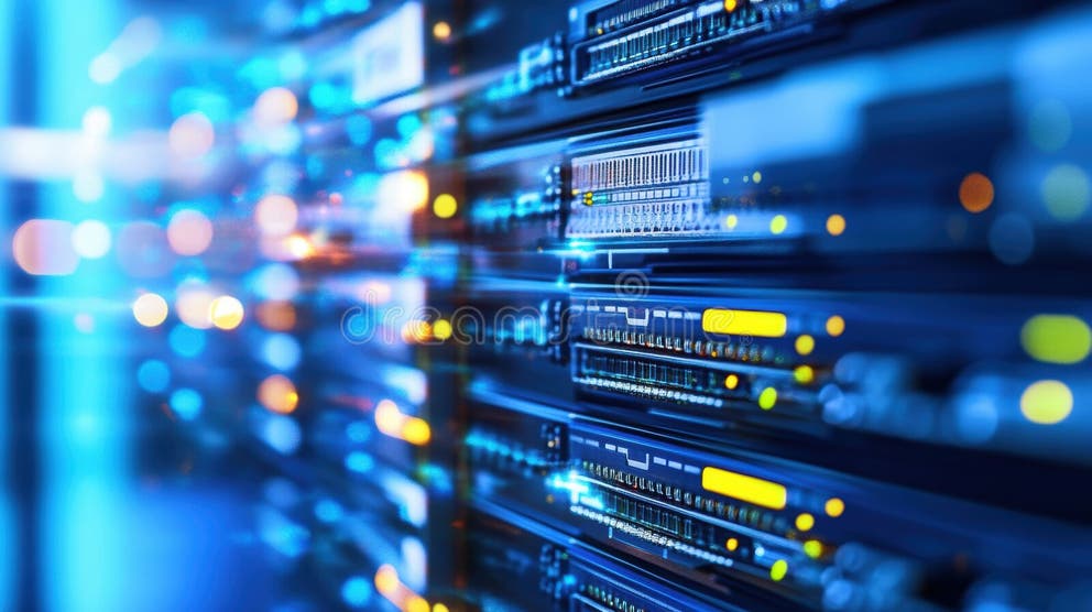 Close-up View of Server Rack with Multiple Interconnected Units ...