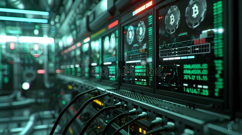 Close-up View of a Server Room with Computers and Servers, Showing ...