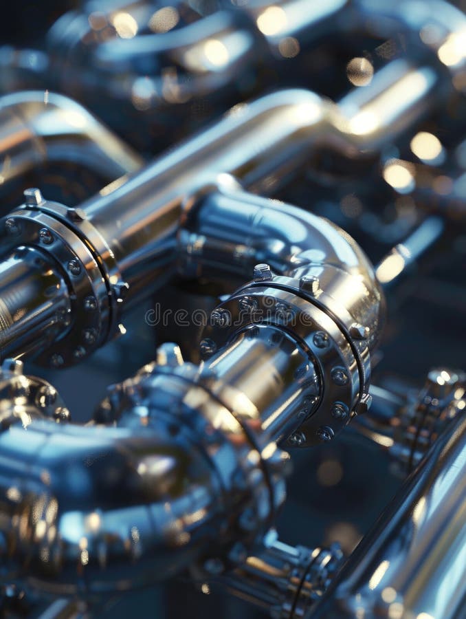 Close-up of multiple pipes stock image. Image of valves - 374529913