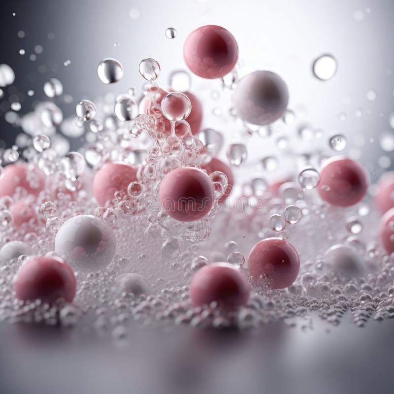 Close-up View of Several Pink and White Marbles, Which are Floating in ...