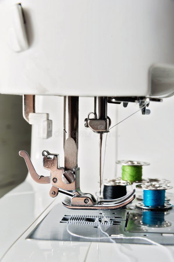 Close Up View of Sewing Machine with Reels Stock Image - Image of ...