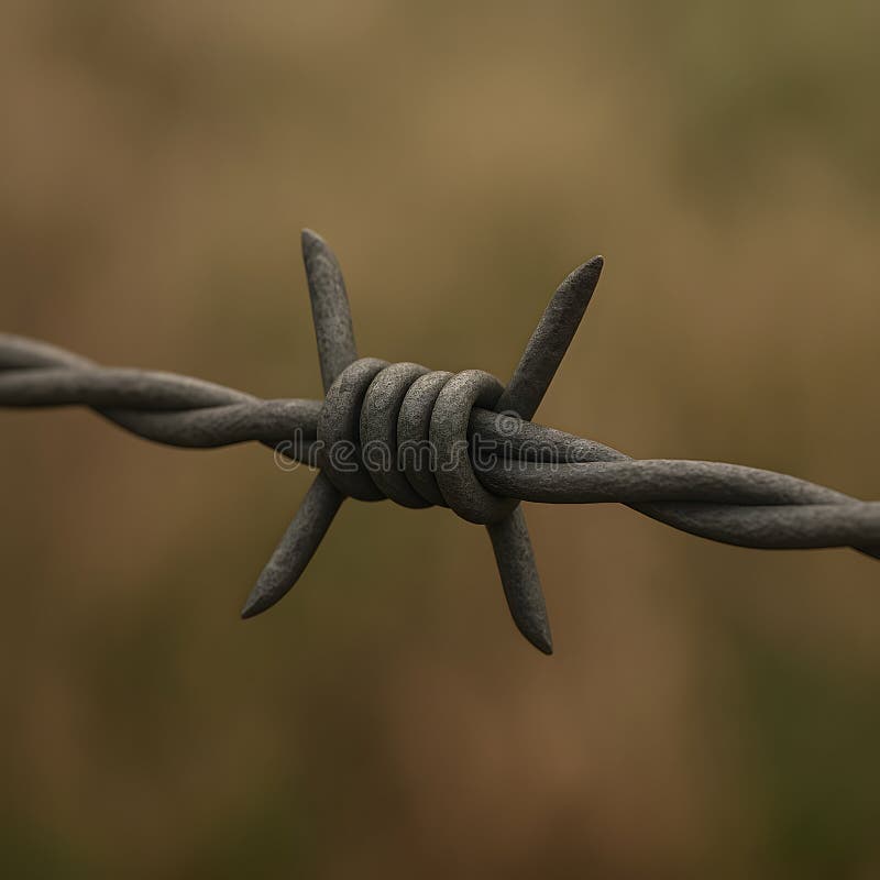 Close Up View of Sharp Barbed Wire Strands Creating a Rustic and ...