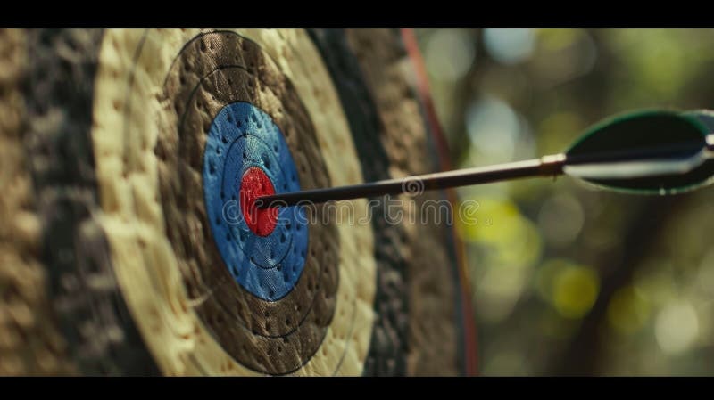 Dart Hits Bullseye Target Close Up Stock Image - Image of sport ...