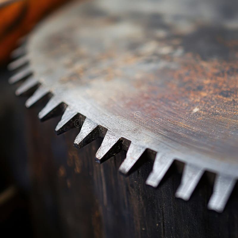 Close-up View of a Sharp Saw Blade Highlighting Precision and ...