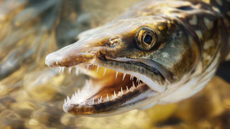 Close-up View of the Sharp Teeth and Powerful Jaws of a Predatory Fish ...