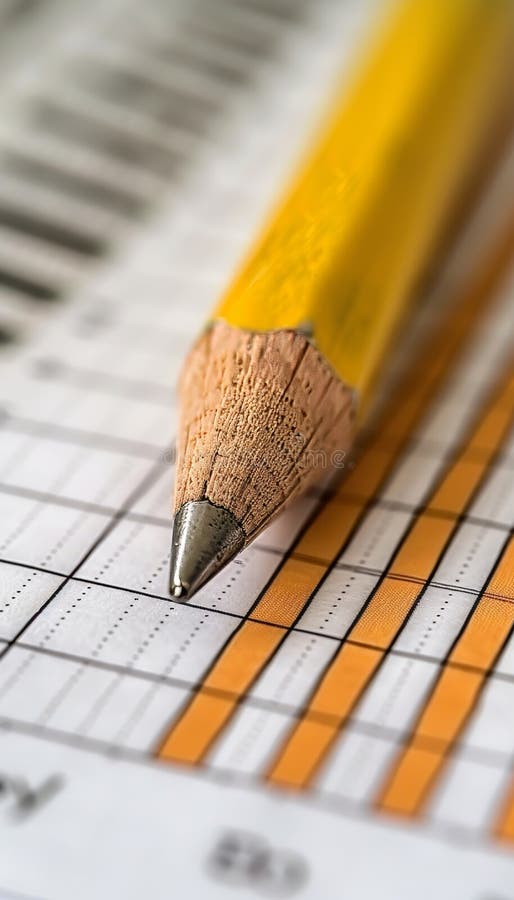 Close-Up View of a Sharpened Pencil Resting on a Grid Paper ...