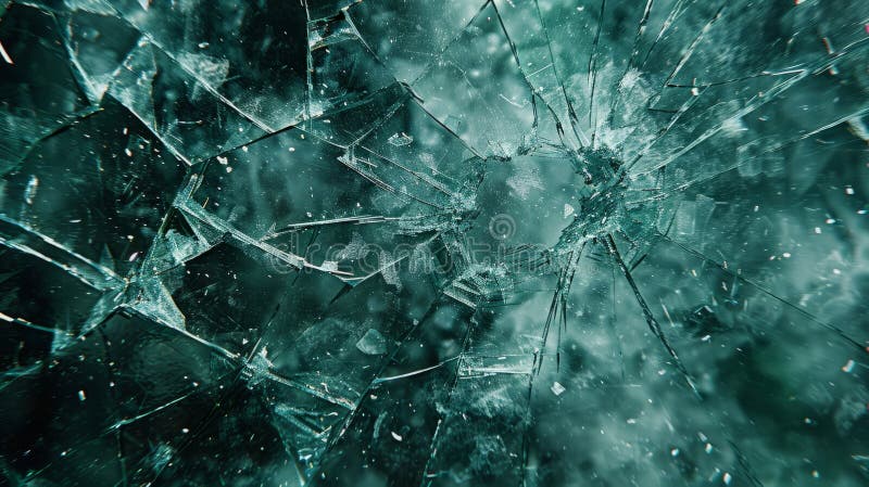Close-up View of Shattered Glass with Dramatic Light Effects Stock ...