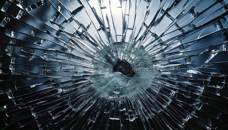 Shattered Glass Creating a Dramatic Pattern Against a Dark Background ...