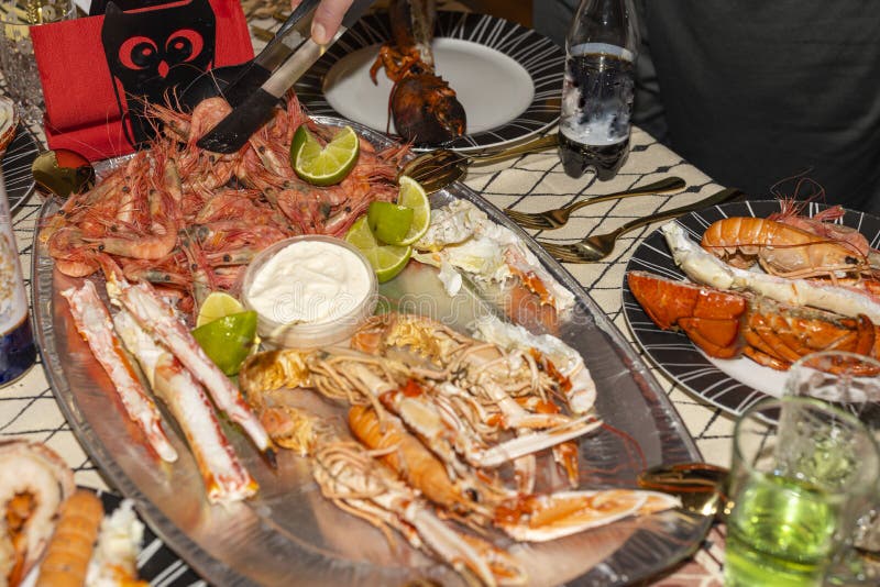 Close Up View of Shellfish Dish on Table Served for Dinner Stock Photo ...