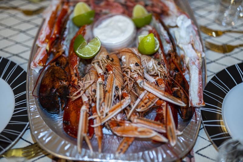 Close Up View of Shellfish Dish on Table Served for Dinner Stock Photo ...