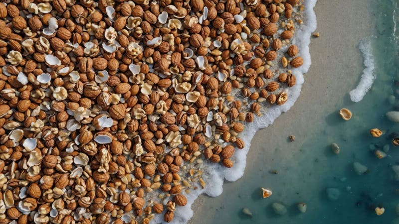 Walnuts and Shells on the Beach: a Stunning Nature Scene Stock ...