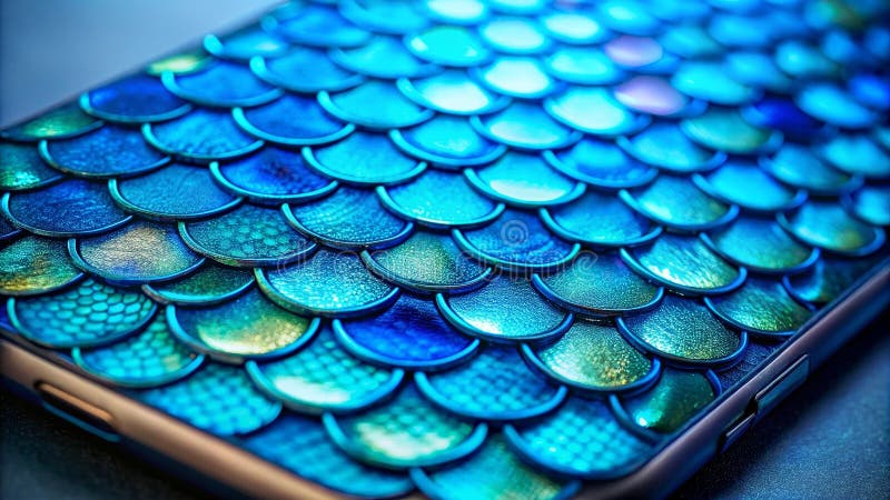 Close-up View of a Shimmering, Iridescent Teal Scale Pattern on a ...