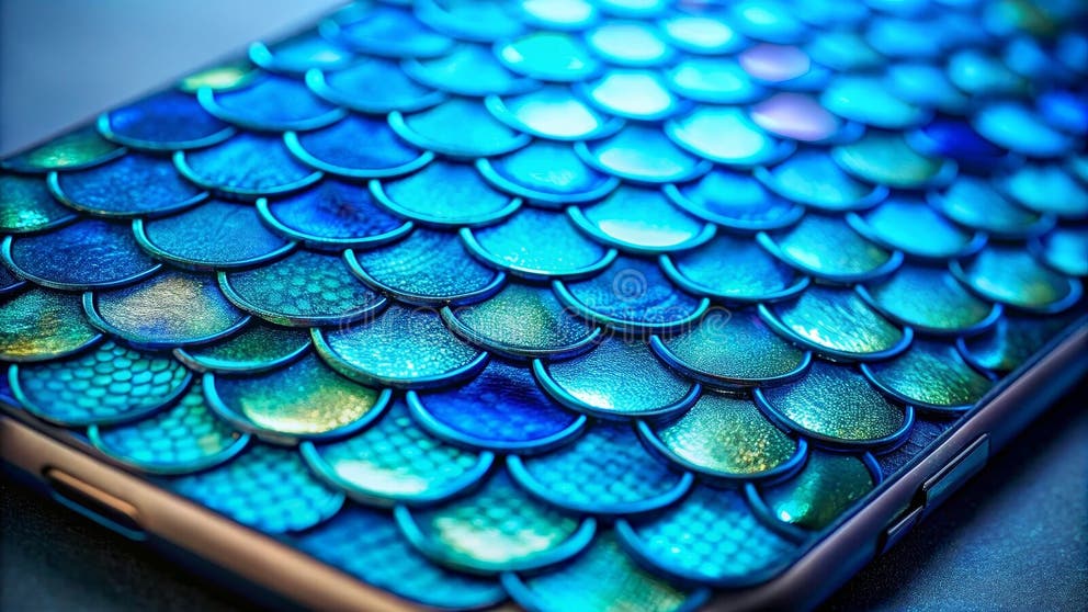 Close-up View of a Shimmering, Iridescent Teal Scale Pattern on a ...