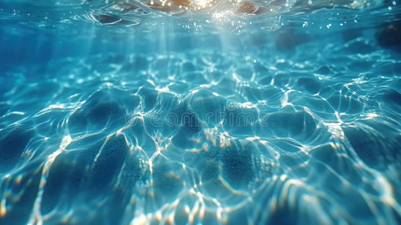 A Close-up View of the Shimmering Surface of a Blue Pool, Illuminated ...