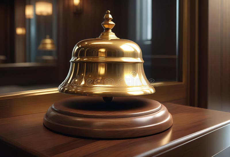 A Close-up View of a Shiny Brass Hotel Bell Stock Illustration ...