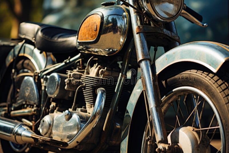 Close Up View of a Shiny Motorcycle Details , AI Generated Stock ...