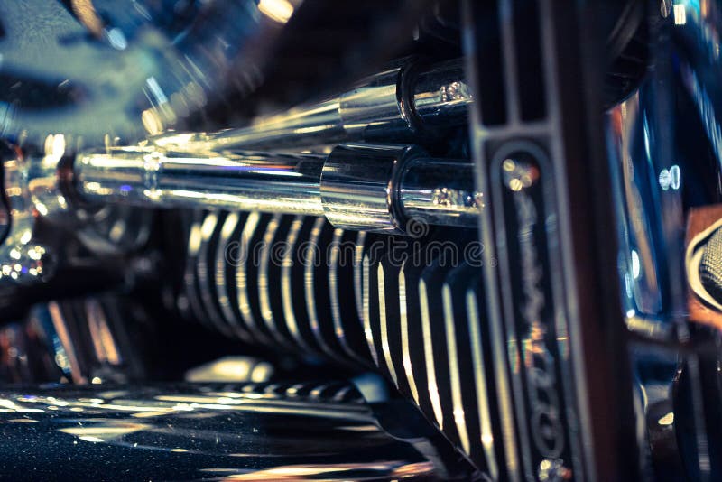 Close Up View of a Shiny Motorcycle Engine. Macro Stock Image - Image ...